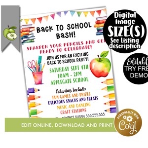 Editable Back to School Bash Flyer Template, New School , Back to ...