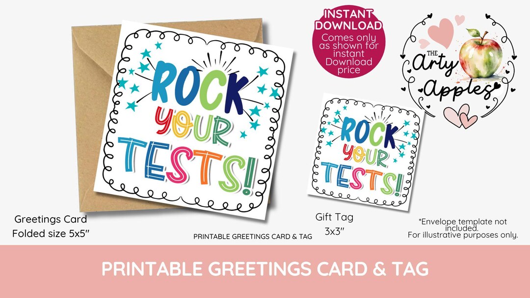 Rock Your Tests! Gift Tag, Printable Rock Gift Tag Exams, Stats, Test ...