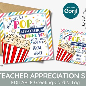 Popcorn Appreciation Gift Tag, You Make Us Pop With Appreciation, Movie ...