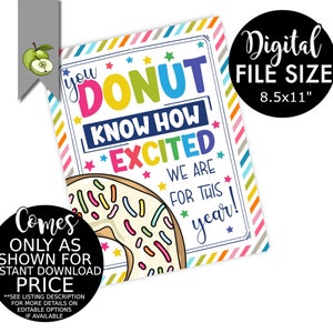You DONUT Know How Excited We Are for This Year Sign, Teacher ...