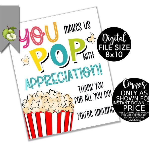 Popcorn Thank You Sign - Etsy