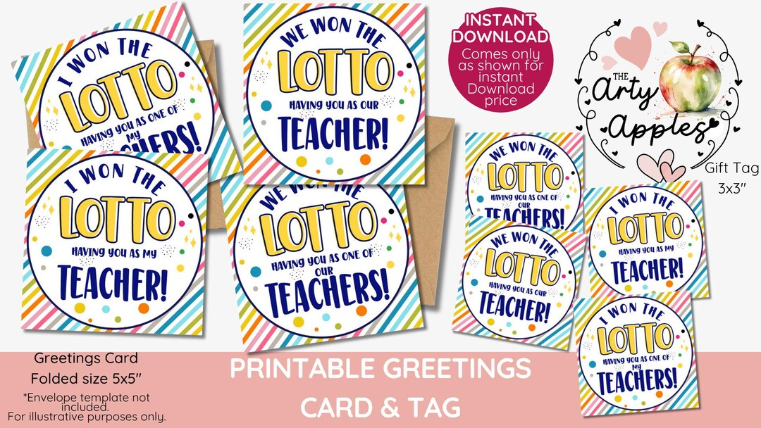 We Won the Lotto Having You as One of Our Teachers! Teacher Gift Tags ...