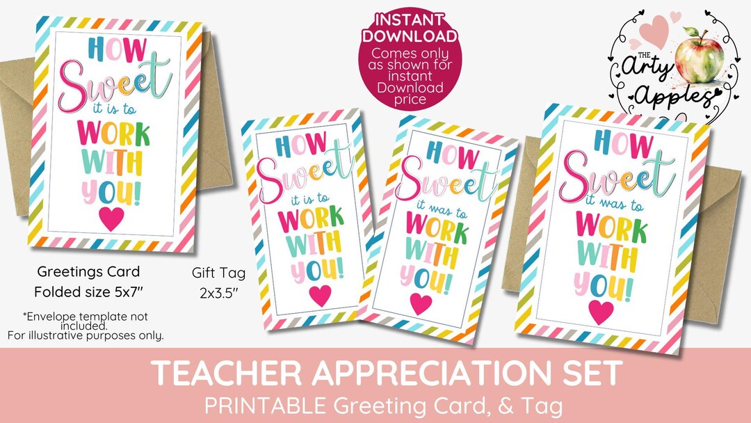 How Sweet It is to Work With You! Appreciation Gift Tag and Card, Great ...