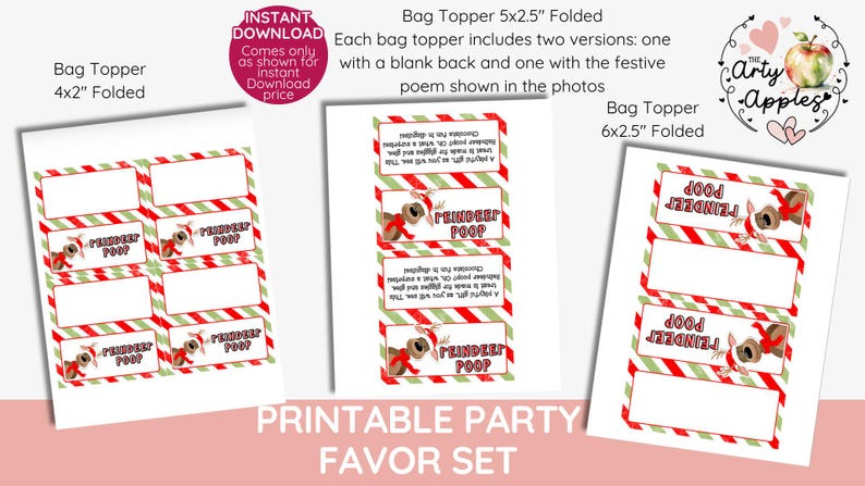 Reindeer Poop Printable: Bag Toppers, Tags & Card Christmas Eve Box ...