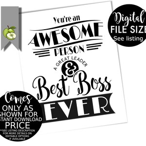 Best Boss Ever Printable Boss Gift Awesome Boss Best Boss - Etsy