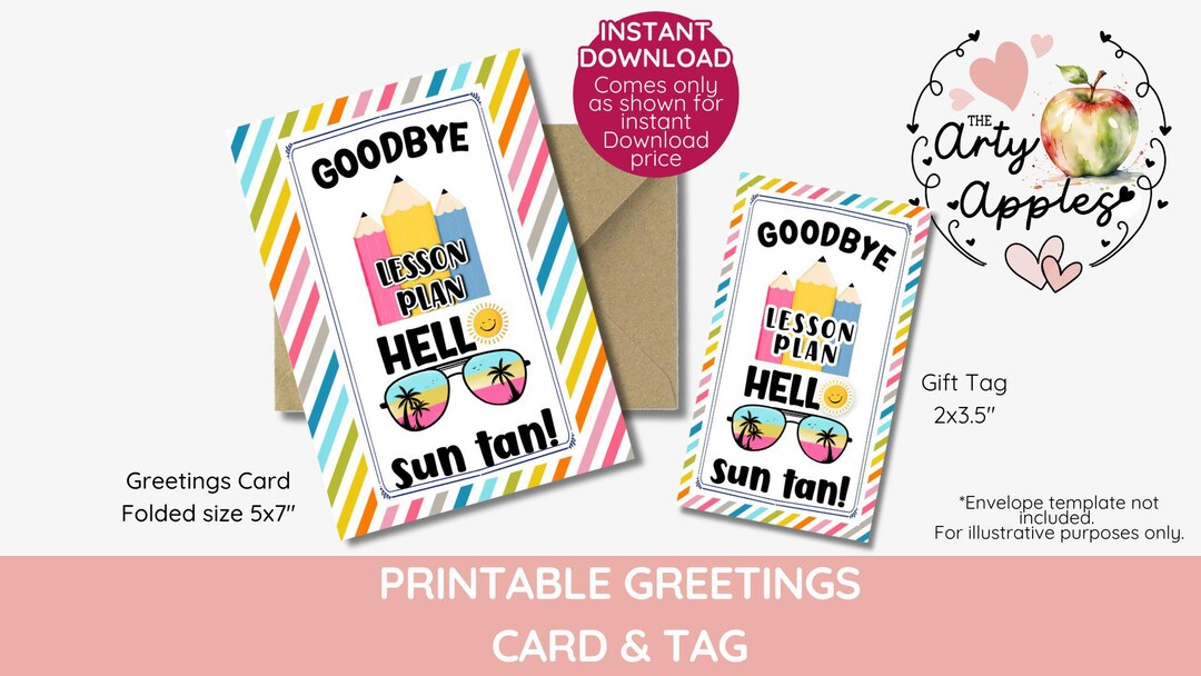 Goodbye Lesson Plan Hello Sun Tan Teacher Appreciation Gift Tag, Last ...