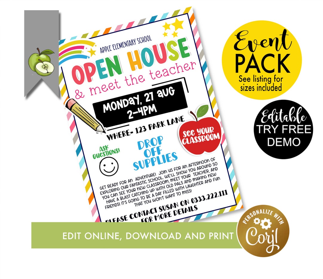 Editable Back to School Open House Poster Meet the Teacher - Etsy