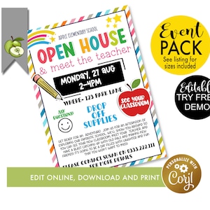 Editable Back to School Open House Poster Meet the Teacher - Etsy
