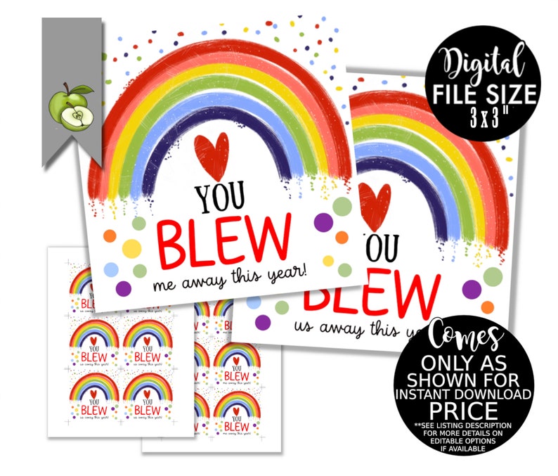 You Blew Me/us Away Gift Tag Printable Bubbles Gift Tag - Etsy UK