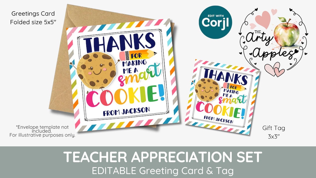 Editable Smart Cookie Gift Tags, Thanks for Making Us Such Smart ...