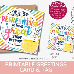 Staff Refreshing Gift Tags, Lemonade Teacher Cup Gift Tag and Card, Mug ...