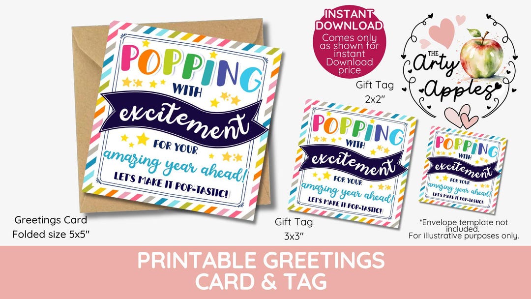 PRINTABLE Popping With Excitement for Your Amazing Year Ahead! Let's ...