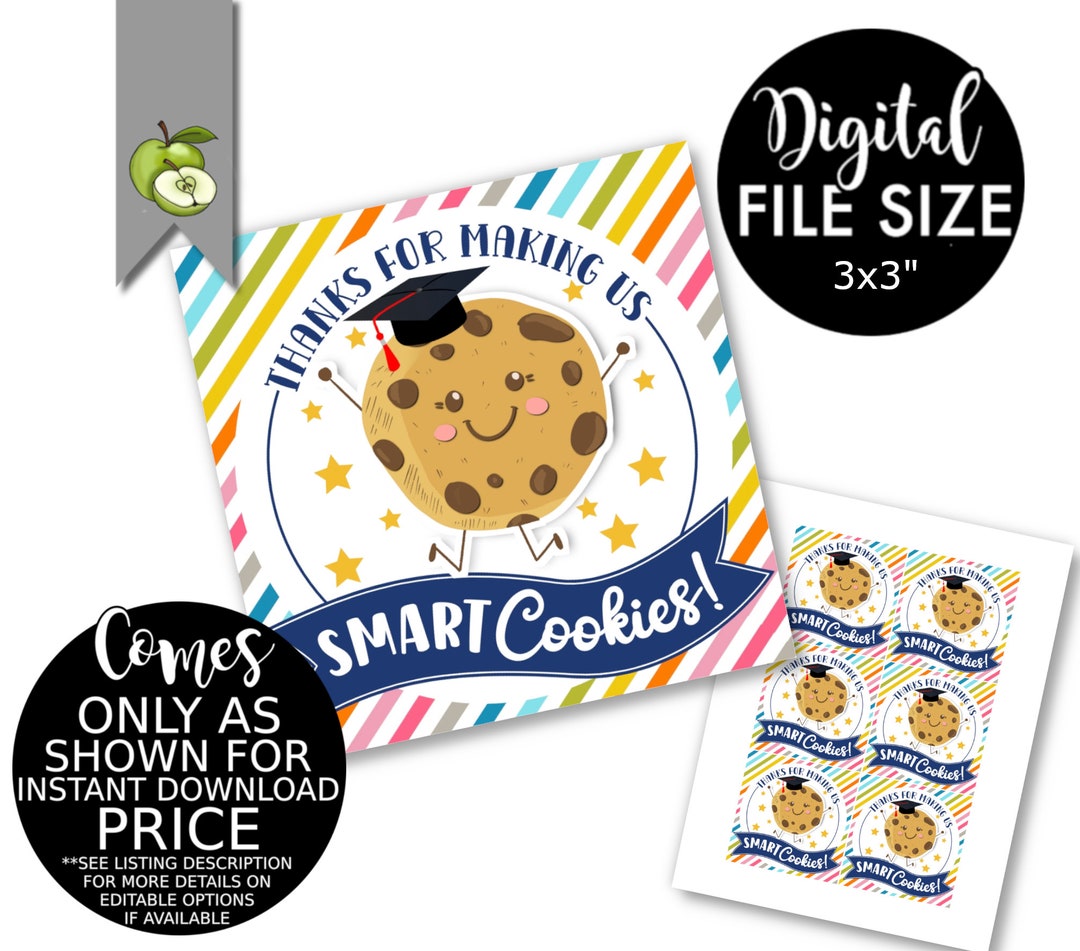 Smart Cookie Gift Tags, Teacher Gift, End of Year Tag, One Smart Cookie ...