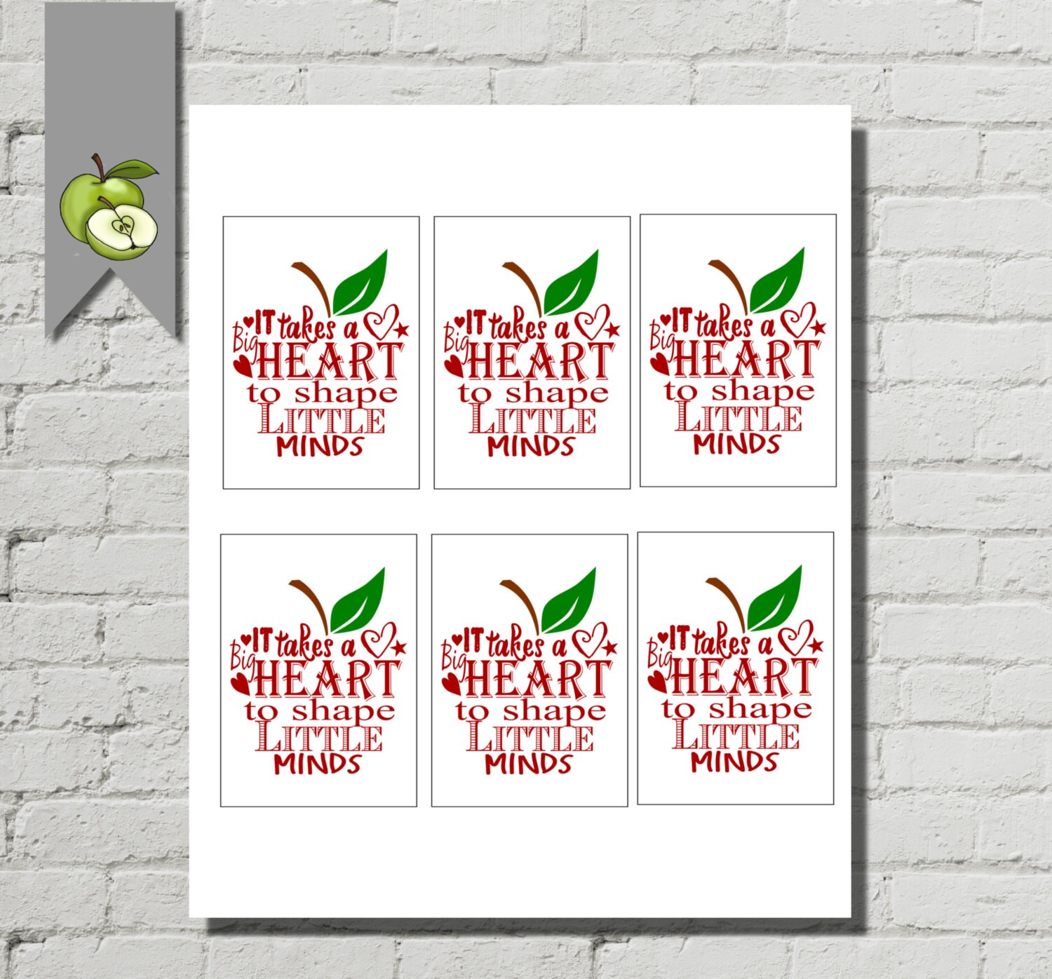 It Takes a BIG Heart Teacher Gift Tags Thank You Apple - Etsy