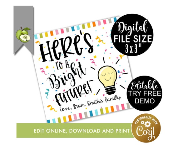 Editable Bright Future Gift Tag the Future is Bright Party - Etsy