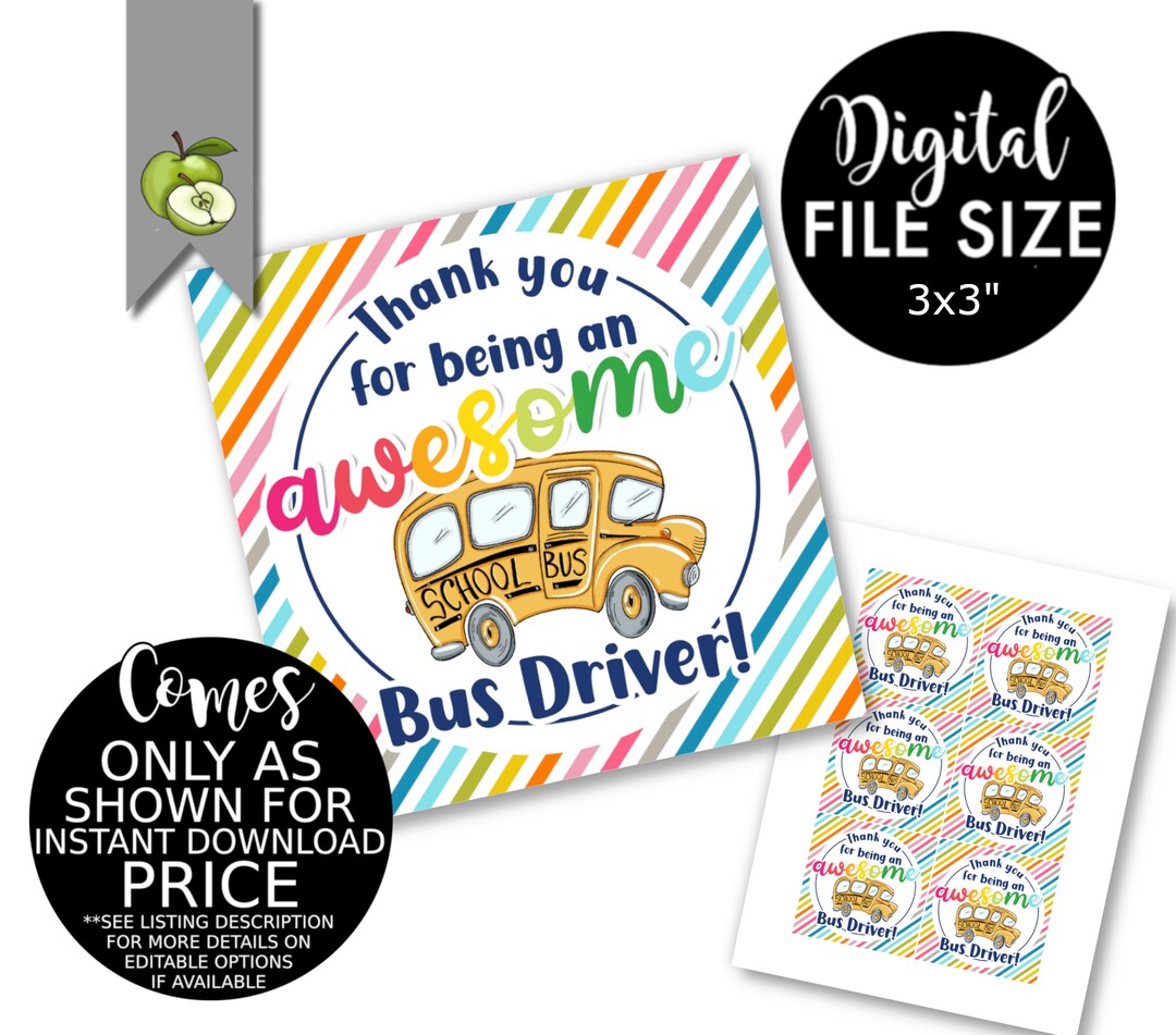 Awesome Bus Driver Appreciation Gift Tags Gratitude for Bus - Etsy