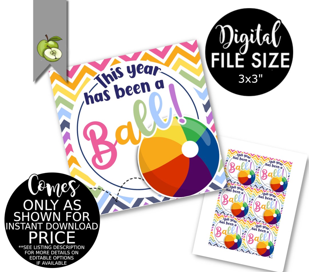 BEACH Ball Gift Tags, This Year Has Been a Ball, BEACH Party Favor ...