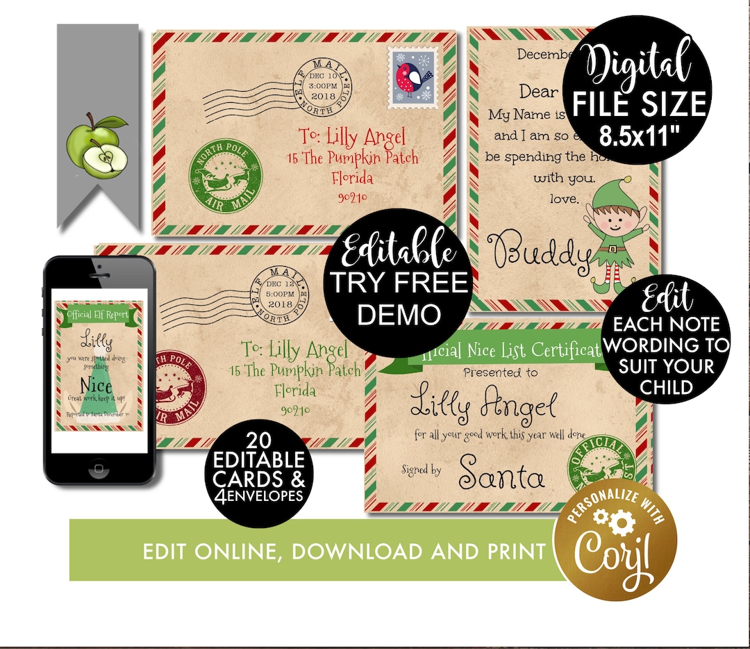 Elf Christmas Letters to Kids, EDITABLE Printable Elf Letters, Notes ...