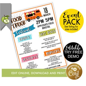 Editable Food Truck Theme Template, Food Truck Festival Event Poster ...