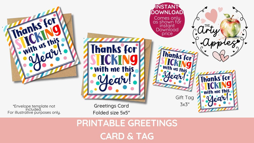 Glue Stick Printable Gift Tags, Thank You for Sticking With Us This ...