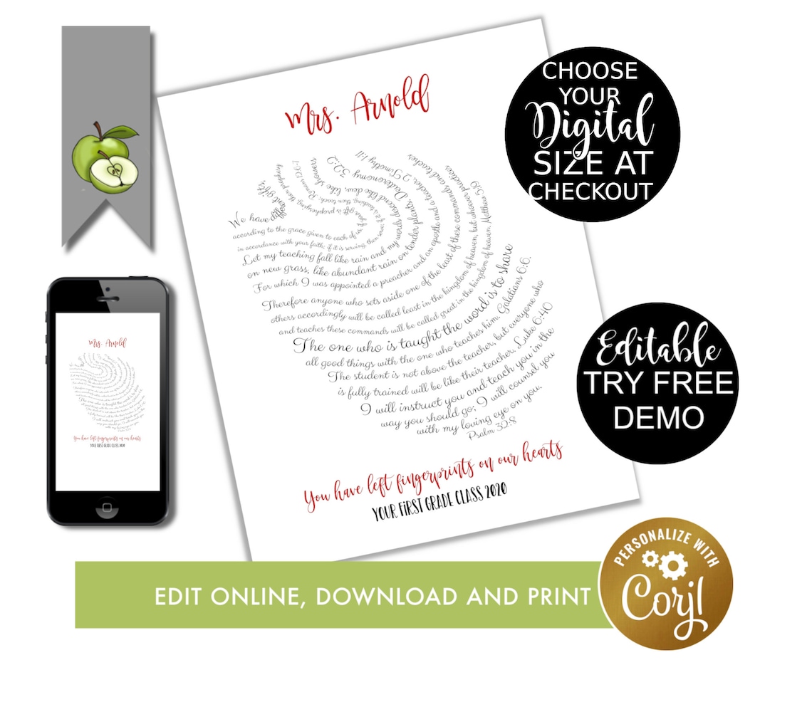 Editable Fingerprint Teacher Appreciation Art You Left | Etsy