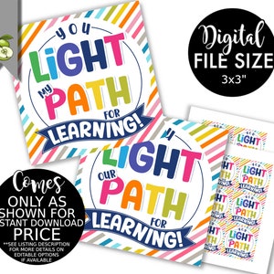 You Light My Path for Learning Gift Tag, Teacher Appreciation, Best ...