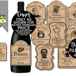 Halloween Apothecary Labels, Set of 10 Printable Halloween Wine or ...