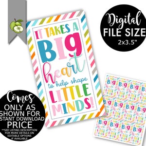 It Takes a BIG HEART to Help Shape Little Minds Teacher - Etsy