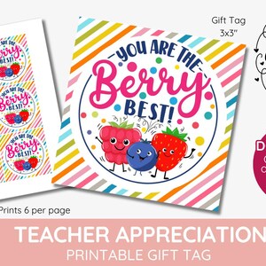 You Are the Berry Best Gift Tag, Thank You Gift, Strawberry Tag ...