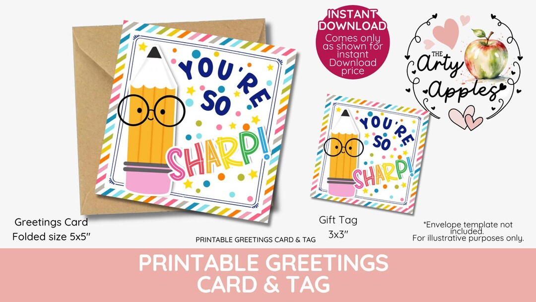 You’re so Sharp Pencil Printable Gift Tag and Card, Teacher ...