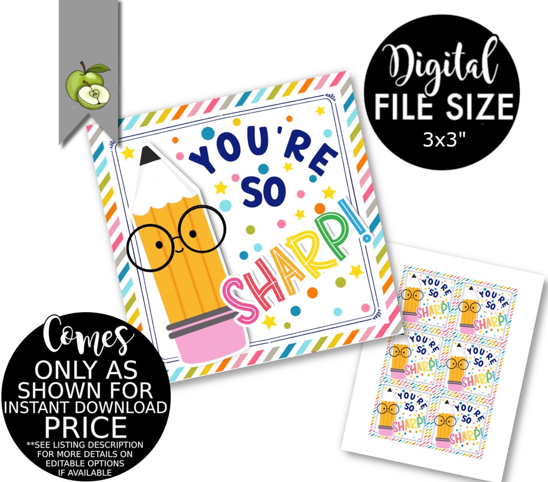 You’re so Sharp Pencil Printable Gift Tag, Teacher Appreciation, Class ...