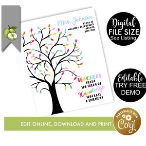 Editable Teacher Appreciation Class Tree Gift, Template Tree ...