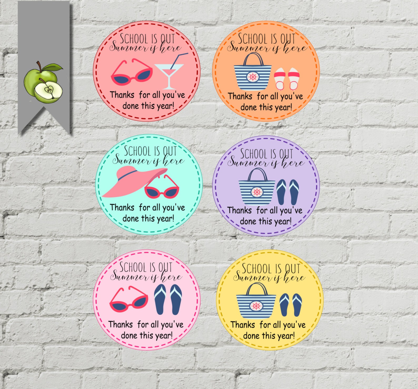 School Out for Summer Gift Tags Summer Sun Teacher Gift End - Etsy