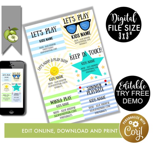 Editable Keep in Touch Rainbow Summer Calling Card Mom - Etsy