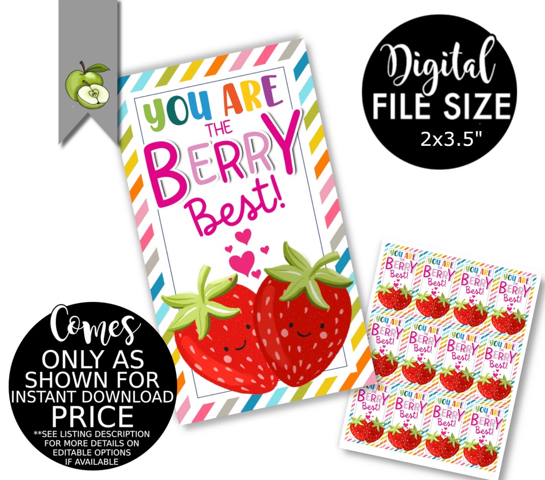 You Are the Berry Best, Thank You Gift Tag, Strawberry Fruit Tag ...