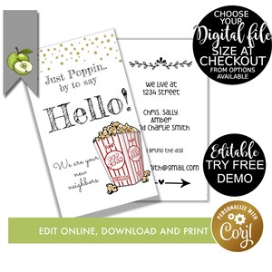 Editable Hello Neighbor Card, New Home Printable (digital Download) - Etsy