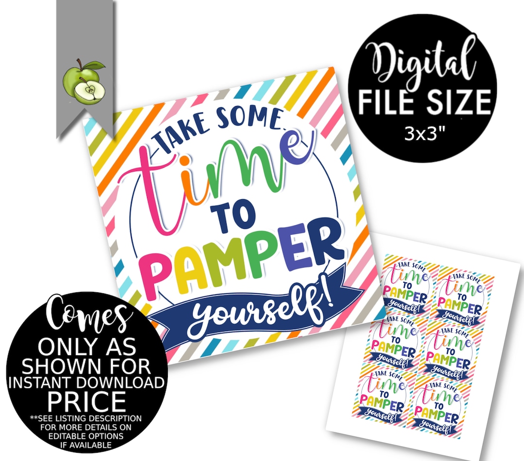 Pamper Yourself Thank You Gift Tag, Spa Yourself Gift Tag, Teacher ...