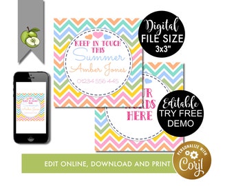 Editable keep in touch summer calling card mom contact card | Etsy