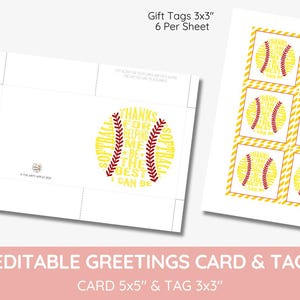 Softball Art Printable Coach Appreciation Gift, Coach Thank You Card ...