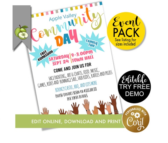 Editable Community Day Flyer Template Digital Download Block - Etsy