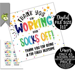 Sock Gift Tags Thank You for Working Your Socks Off Thank - Etsy