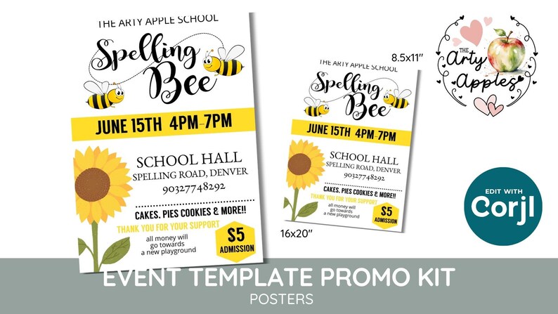 Editable Spelling Bee Event, Spelling Bee Theme Event, Spelling Poster ...