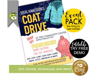 Coat Drive Flyer Template | Etsy