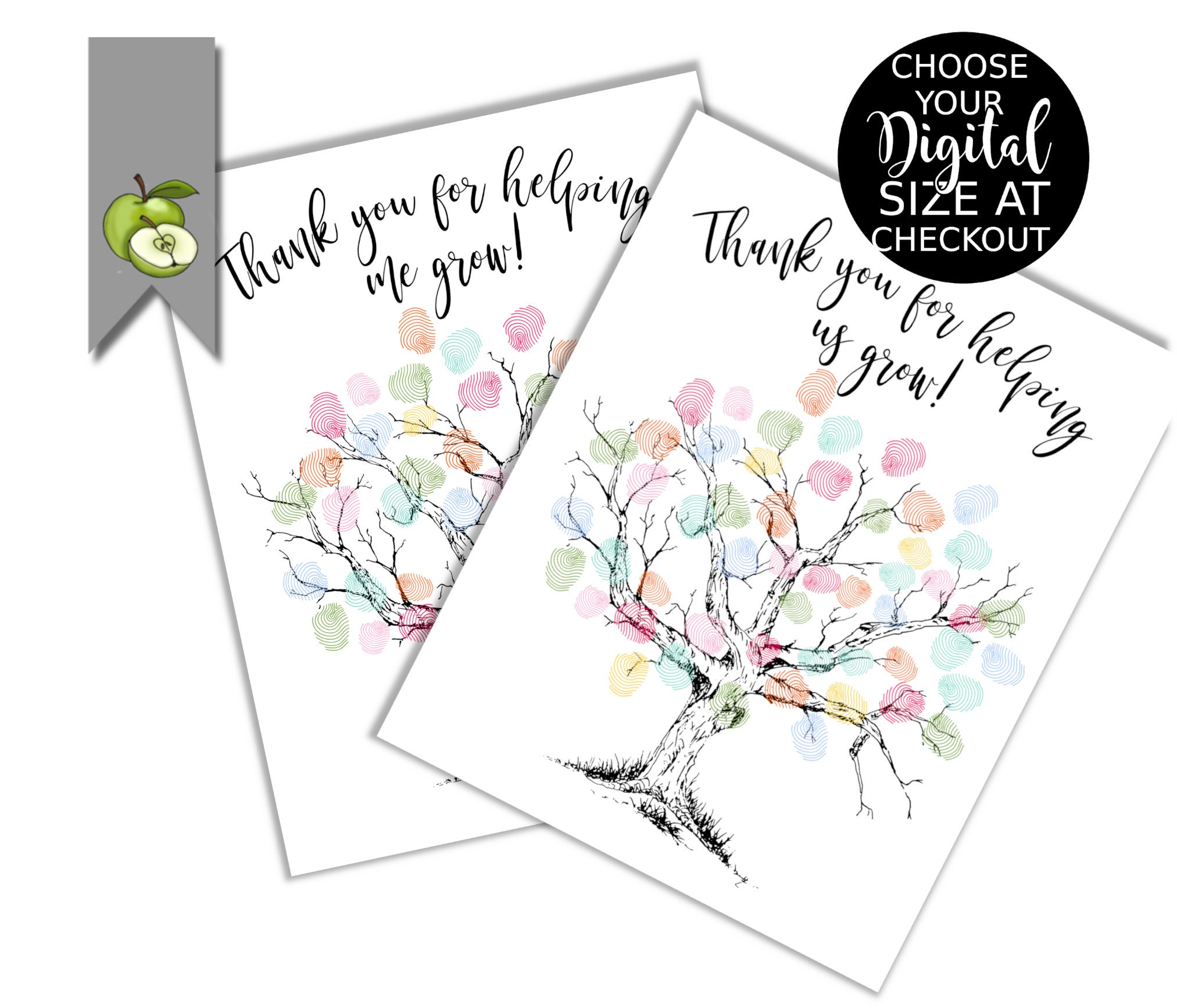 Teacher Appreciation Class Fingerprint Tree Gift Hand Drawn | Etsy