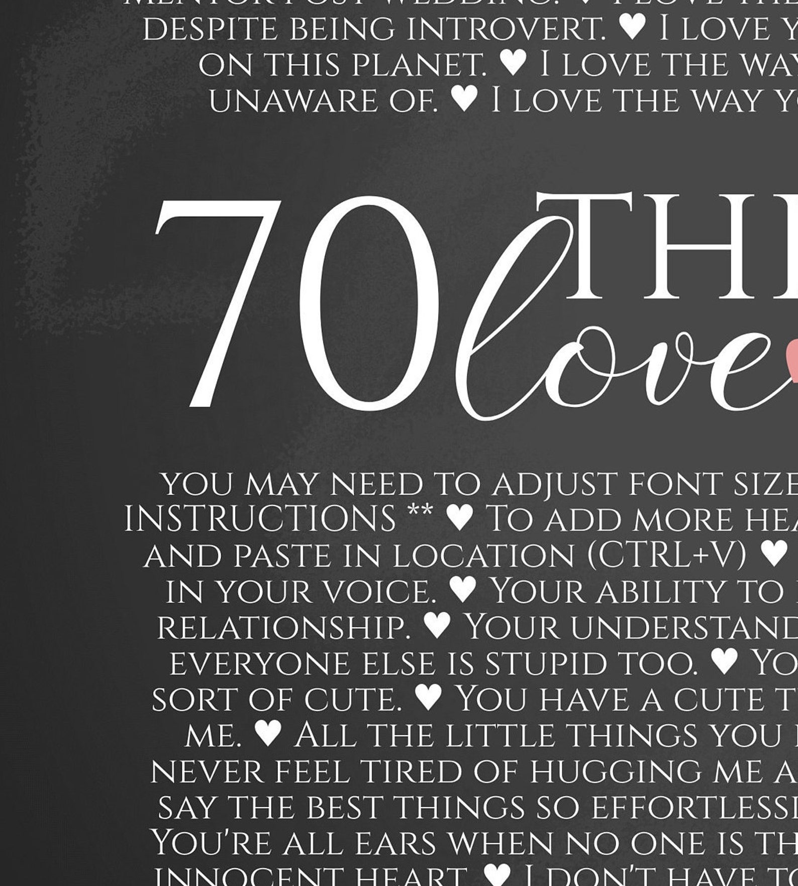70 Reasons We Love You Editable Template Digital Download - Etsy UK