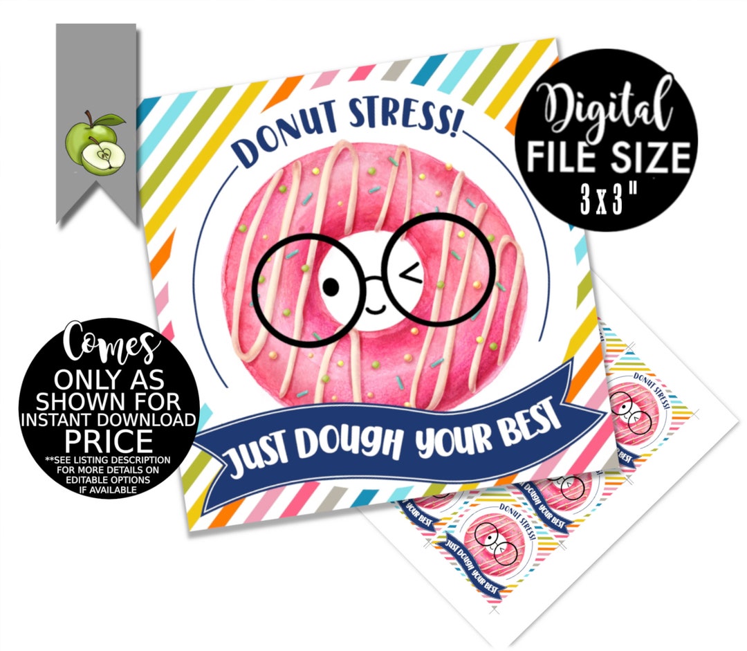 Cute Donut Test Day Gift Tag Printable Exam Encouragement Card ...