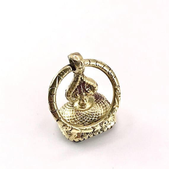 Serpent depicted Masonic fob seal charm pendant - Gem
