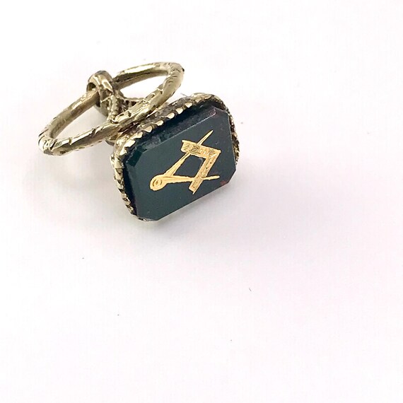 Serpent depicted Masonic fob seal charm pendant - Gem