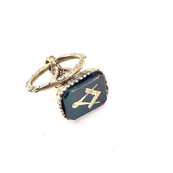 Serpent depicted Masonic fob seal charm pendant - Gem
