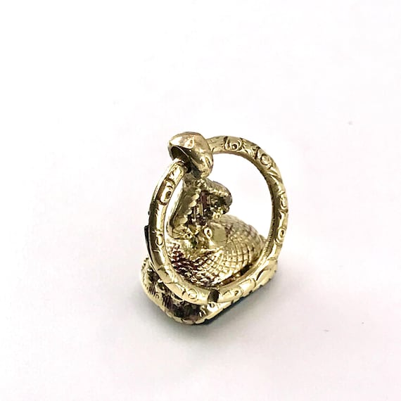 Serpent depicted Masonic fob seal charm pendant - Gem